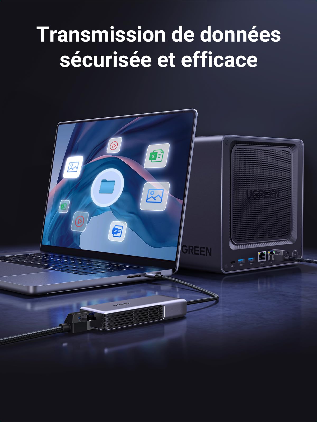 UGREEN 5Gbps Adaptateur USB C Ethernet RJ45 5 Gigabit Thunderbolt C 3.2 ...