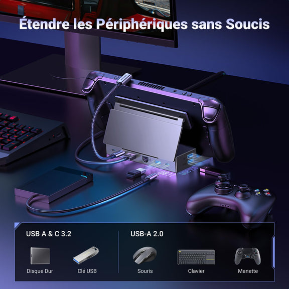 UGREEN Docking Station 9 en 1 Stem Dock USB C ( HDMI 4K60Hz 10Gbps PD ...