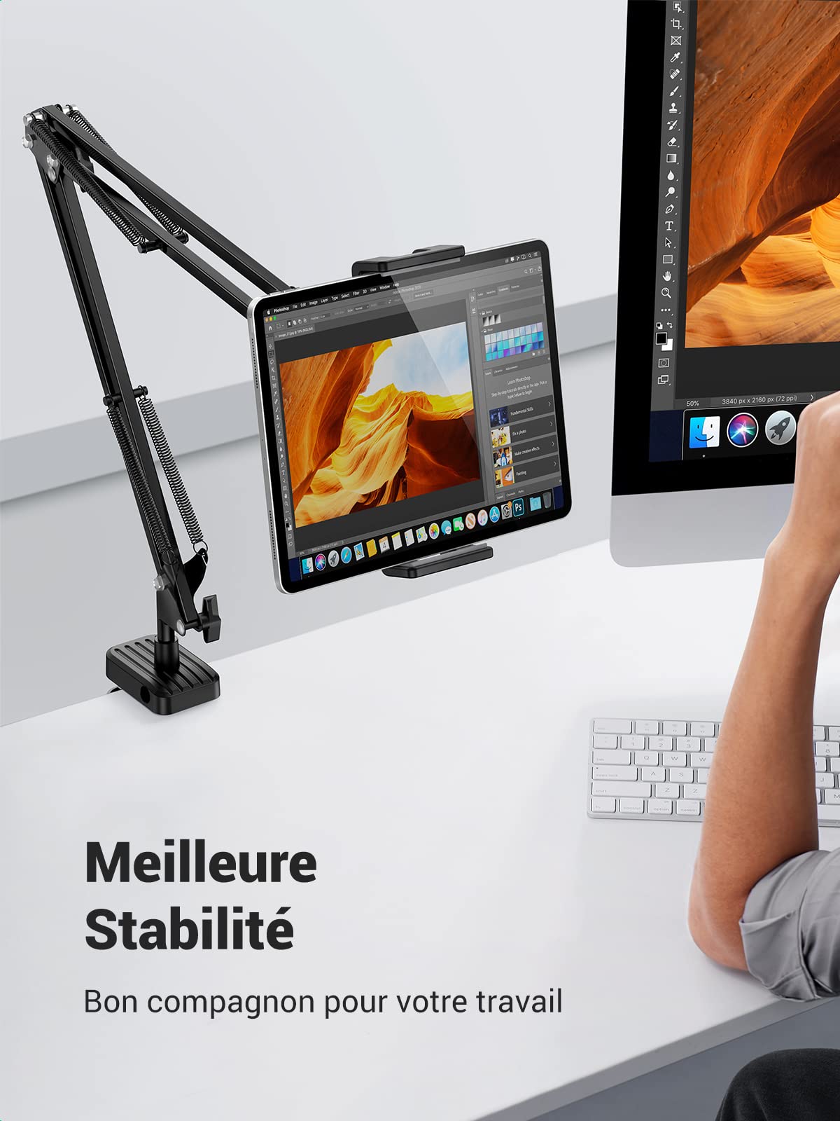 UGREEN Support Tablette Lit Bras Articulé en Aluminium Support ...